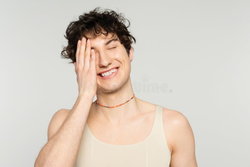 Cheerful Nonbinary Model in Tank Top Stock Photo - Image of lgbt ...