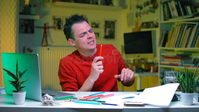 Cheerful Office Worker Dancing at a Table in the Workplace. Stock ...