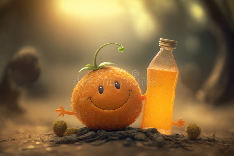 Cheerful Orange Character Smiling on Green Background. Created ...