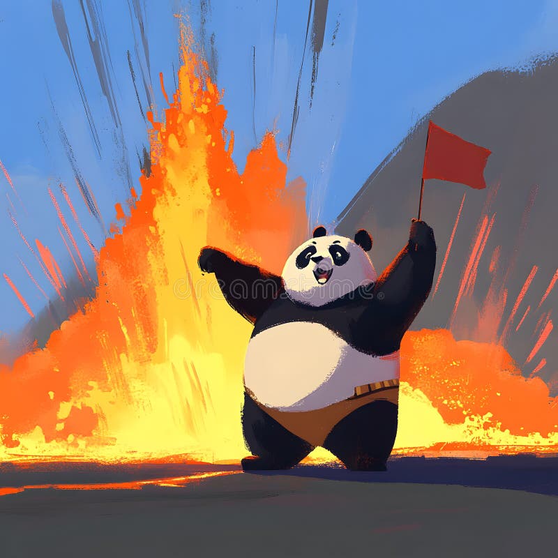 Cheerful Panda Animated Character Celebrating Stock Illustration ...