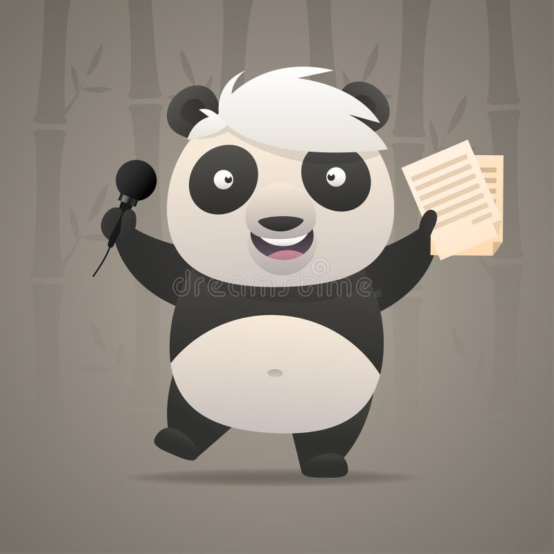 Cheerful Panda Sings Songs and Dances Stock Vector - Illustration of ...
