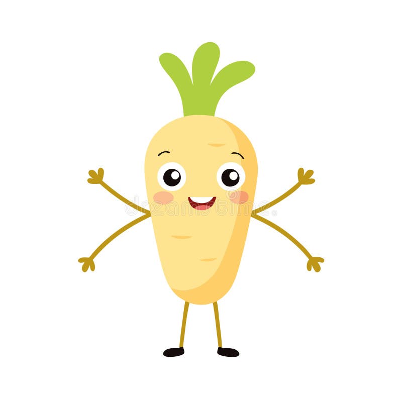 Cheerful Parsnip Character with Unique Features Stock Vector ...