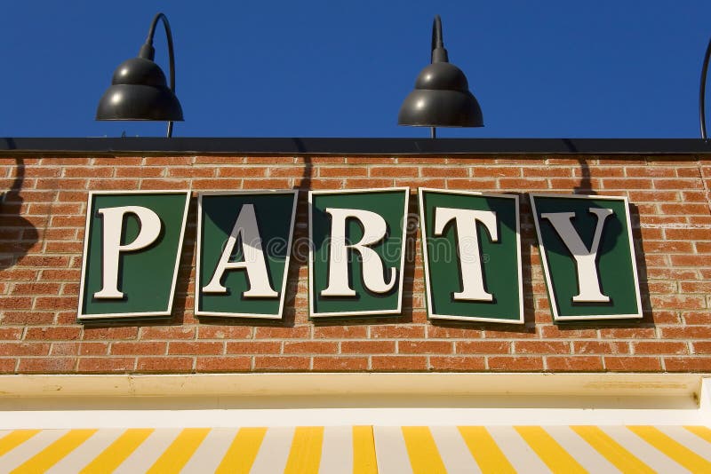 A cheerful party sign stock photo. Image of sign, store - 11699492