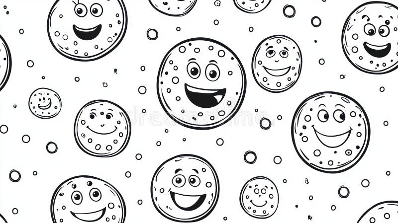 Happy Circle Faces Pattern stock illustration. Illustration of circle ...