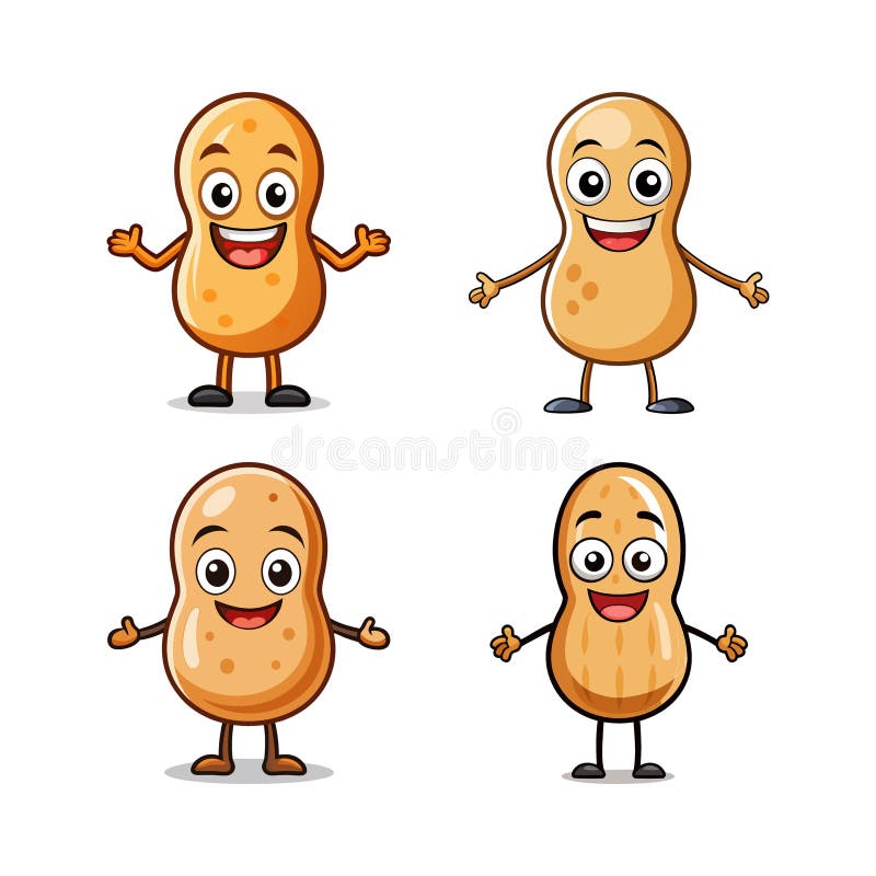 Cheerful Peanut: Cartoon Nut Character Stock Vector - Illustration of ...
