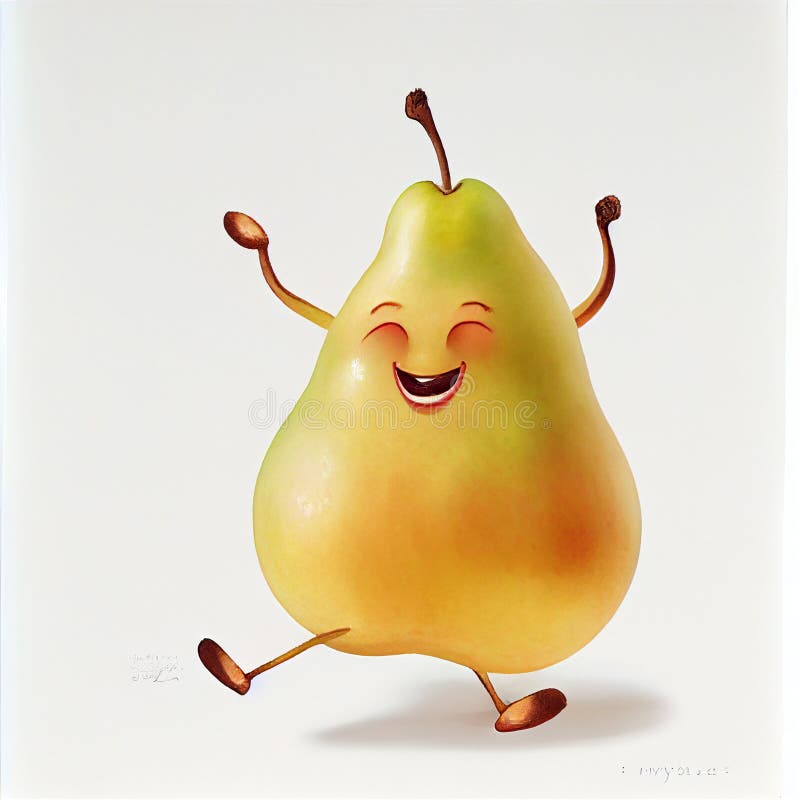 Cheerful Pear Dancing on a White Background. AI Generated Stock ...