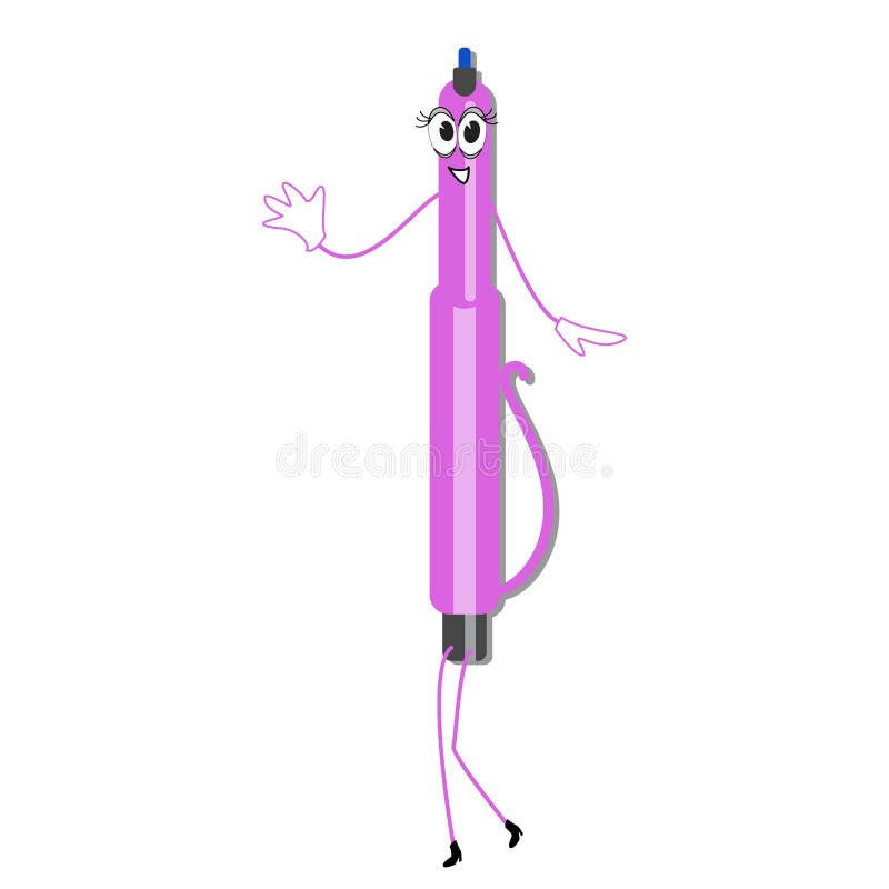 Cheerful Pen for Writing Female Cartoon Joke Stock Illustration ...