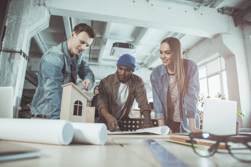 Cheerful People are Developing New Construction Stock Photo - Image of ...