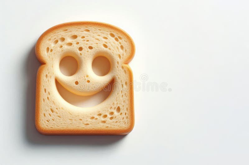 A Cheerful Piece of Bread with a Smile. Space for Text. Stock Photo ...