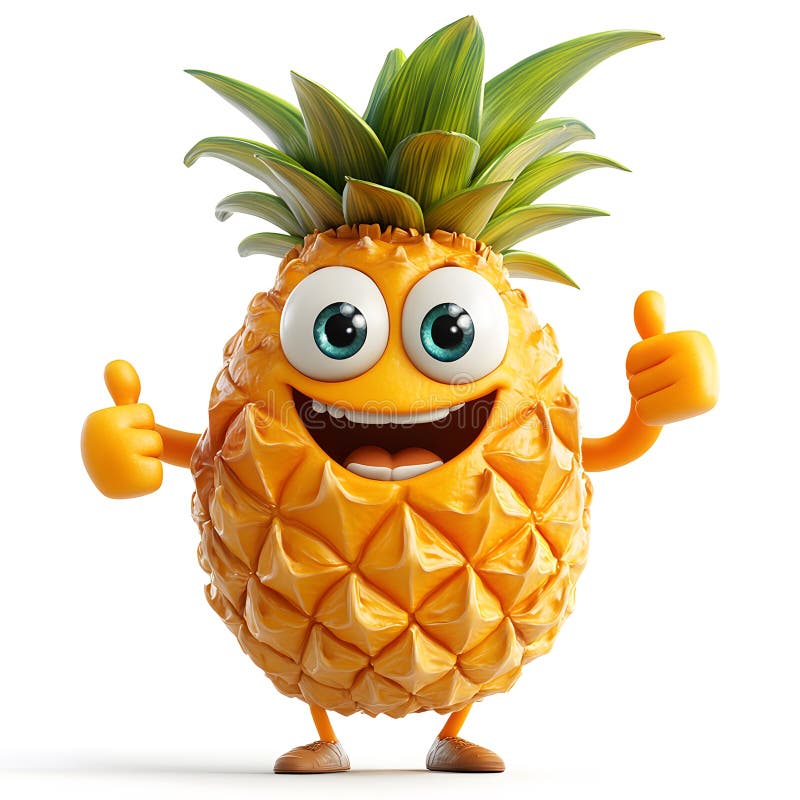 Cheerful Pineapple Character Enjoying a Fun Moment with an Expressive ...