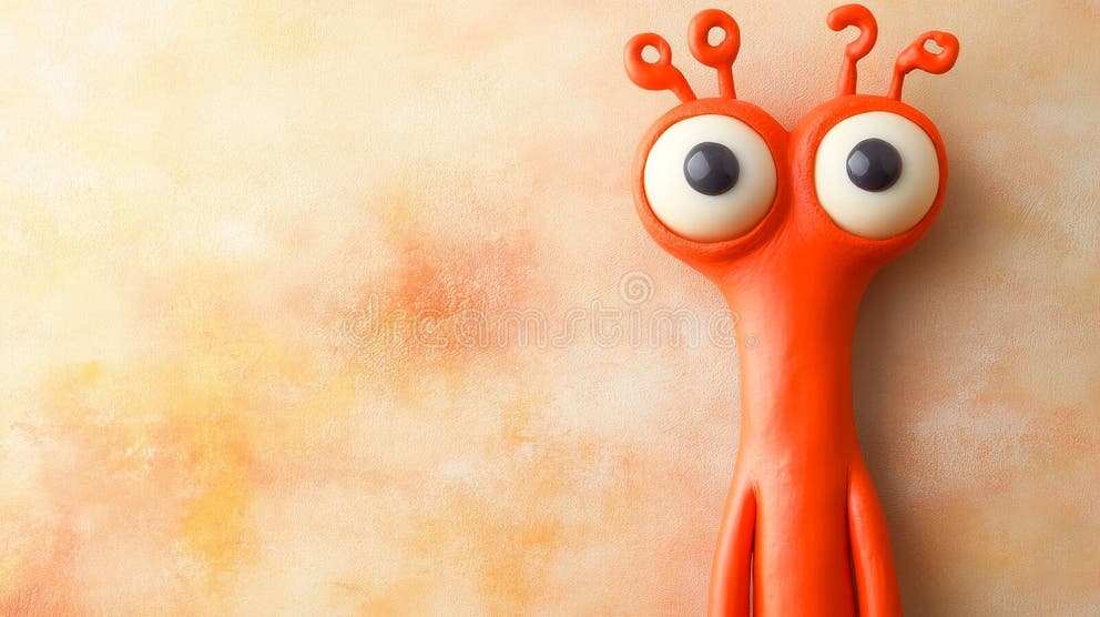 A Cheerful Plasticine Robot with Antennas, Standing with a Happy ...