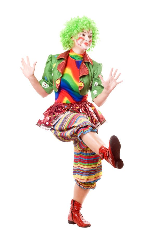 Cheerful Posing Female Clown Stock Photo - Image of costume, party ...