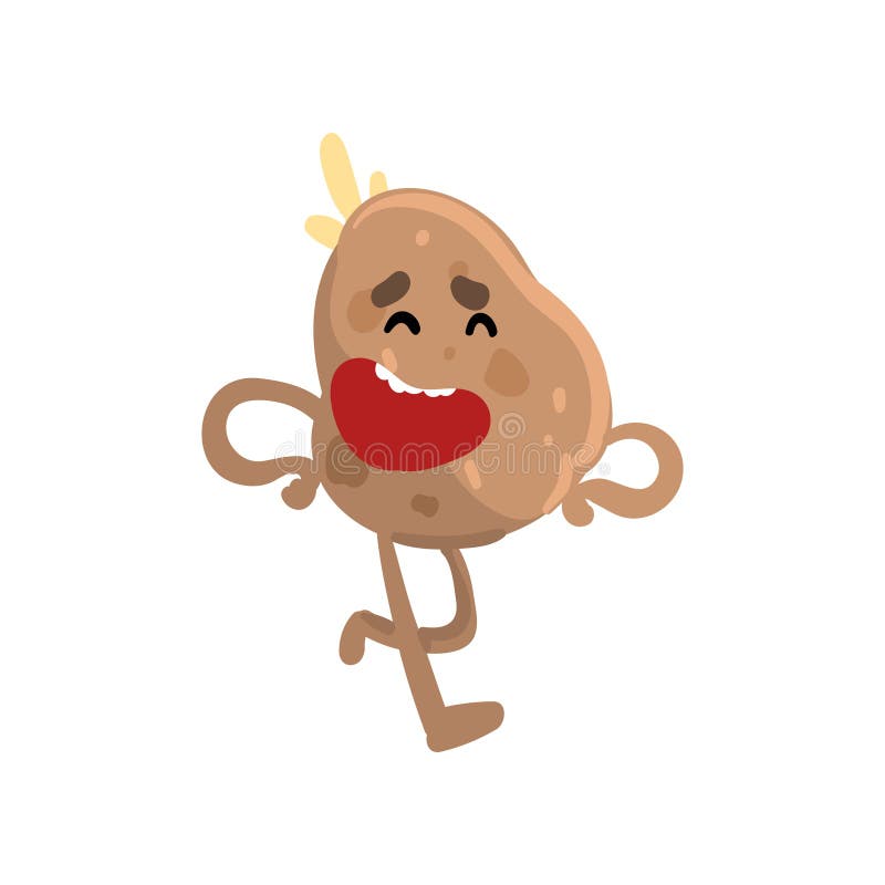 Cheerful Potato Walking, Cute Vegetable Character with Funny Face ...