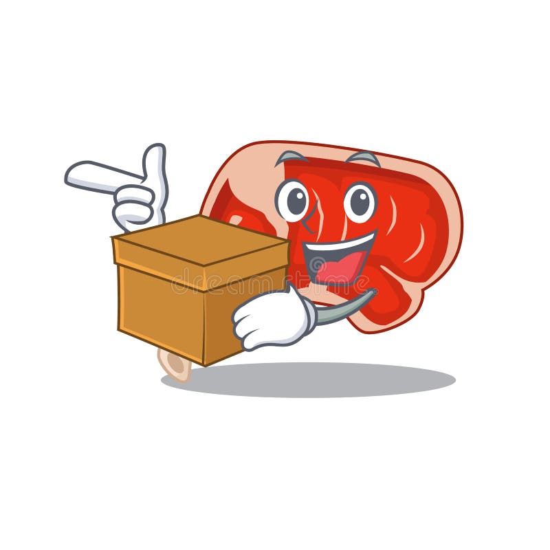 A Cheerful Prime Rib Cartoon Design Concept Having a Box Stock Vector ...