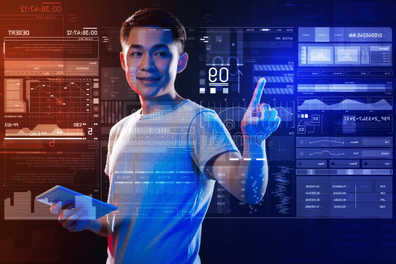 Clever Programmer Using Holograms while Working in His Modern Office Stock Photo - Image of ...