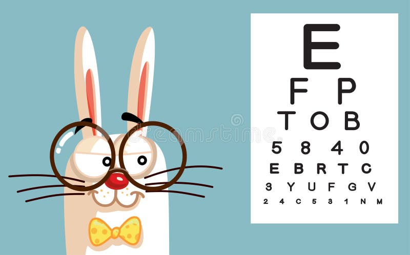 Bunny Checking His Vision during Eye Consultation Vector Illustration ...