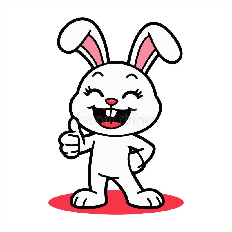Cheerful Rabbit Giving Thumbs Up Cute Cartoon Vector Design Stock ...