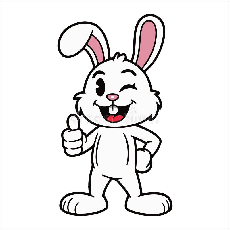 Cheerful Rabbit Giving Thumbs Up Cute Cartoon Vector Design Stock ...