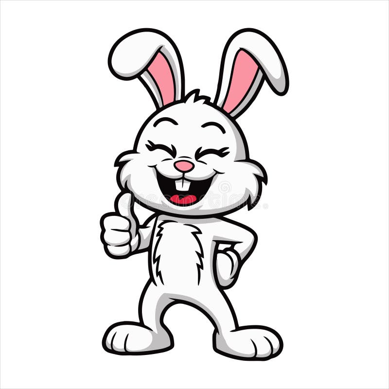 Cheerful Rabbit Giving Thumbs Up Cute Cartoon Vector Design Stock ...