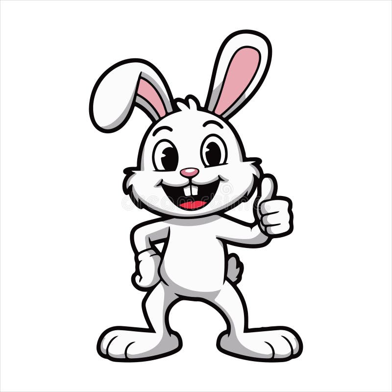 Cheerful Rabbit Giving Thumbs Up Cute Cartoon Vector Design Stock ...