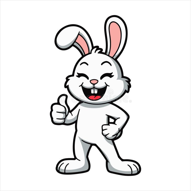 Cheerful Rabbit Giving Thumbs Up Cute Cartoon Vector Design Stock ...