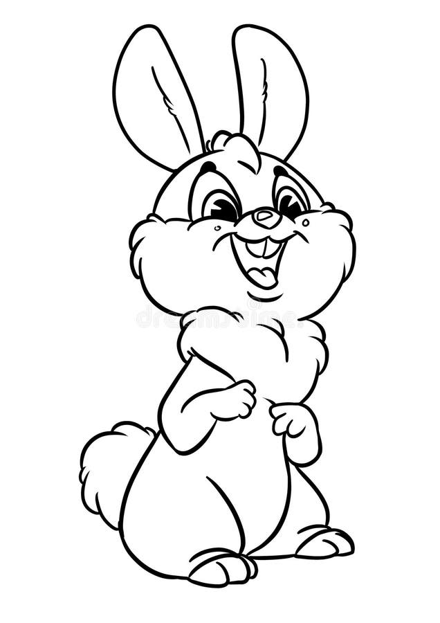 Cheerful Rabbit Laughing Illustration Cartoon Coloring Stock ...