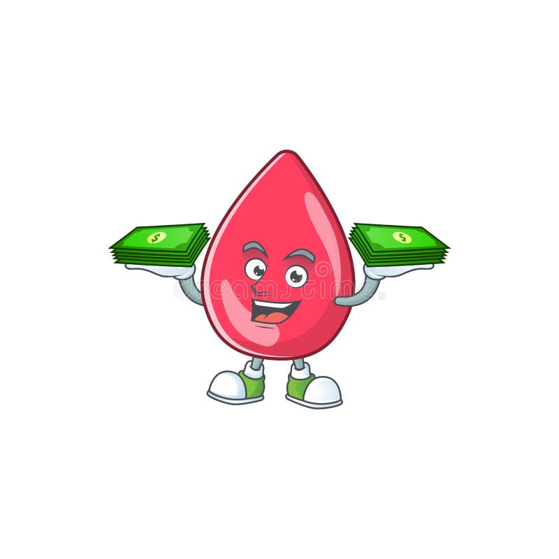 A Cheerful Red Blood Mascot Design with Some Money on Hands Stock ...