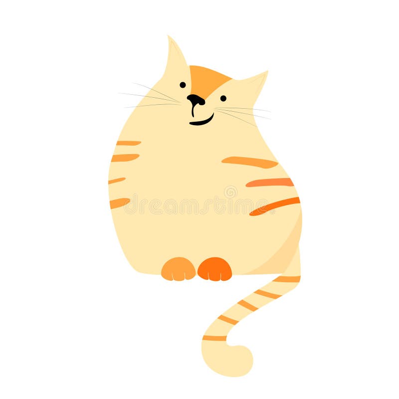 Cheerful Red Fat Cat. Vector Illustration. Stock Vector - Illustration ...