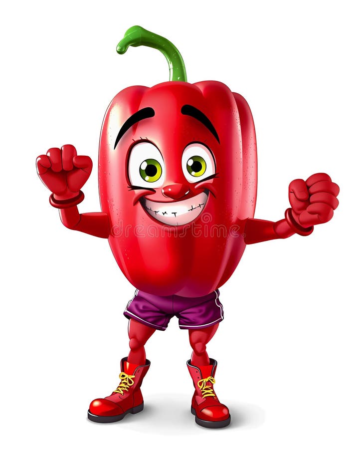 A Cheerful Red Pepper Character with a Smiling Face, Anthropomorphized ...