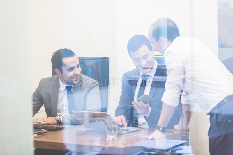 Cheerful Businessteam Listening Presentation Stock Photo - Image of ...