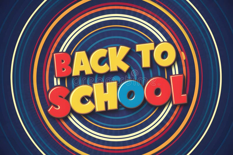Cheerful Back To School Text with Vibrant Concentric Circles Stock ...