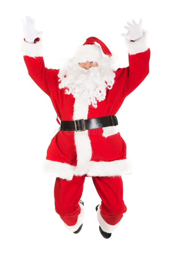 Cheerful Santa Claus Jumping Stock Photo - Image of happy, jumping ...