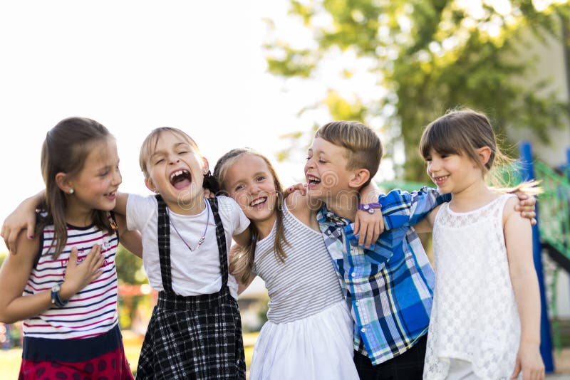Cheerful School Age Child Play on Playground School Stock Photo - Image ...
