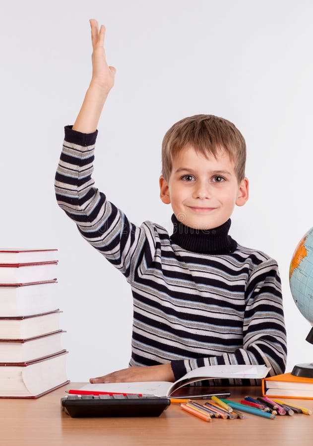 Cheerful Schoolboy Ready To Answer Question Stock Photo - Image of ...