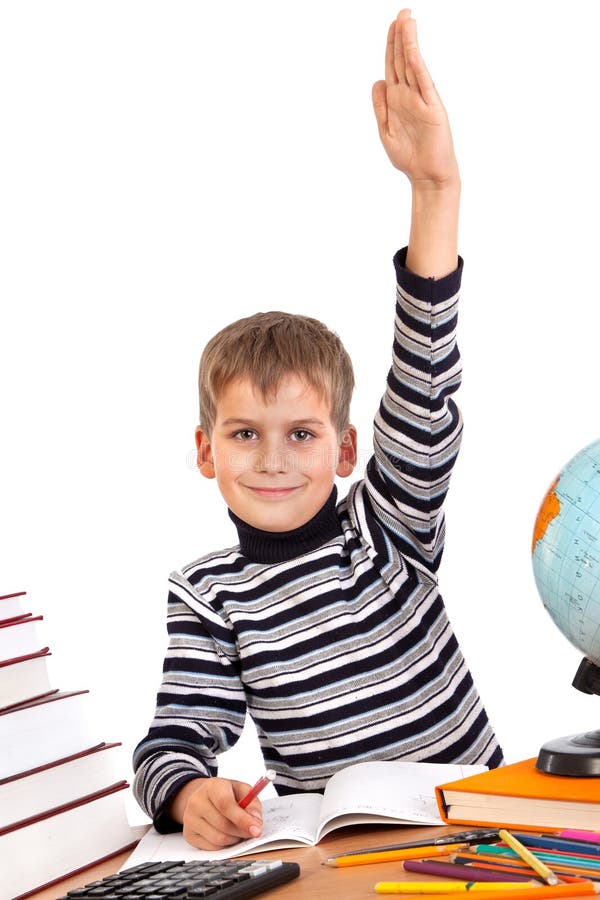 Cheerful Schoolboy Ready To Answer Question Stock Photo - Image of ...