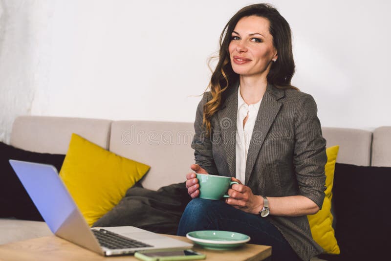 Cheerful Skilled Middle Aged Life or Business Coach Enjoying Creative ...