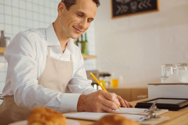 Cheerful Smart Man Being Involved in His Work Stock Image - Image of ...