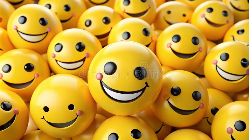 Cheerful Smiley Face Group Chat a Social Media Emoji Composition ...
