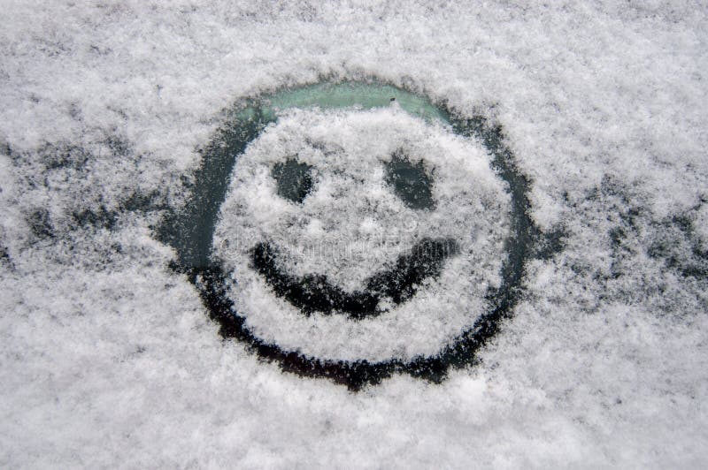 Cheerful Smiley Face on the Snowy Windshield of a Car Stock Photo ...