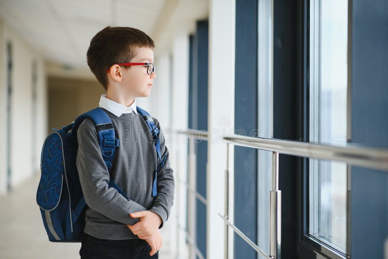 Cheerful Smiling Little Boy with Big Backpack Having Fun. School ...