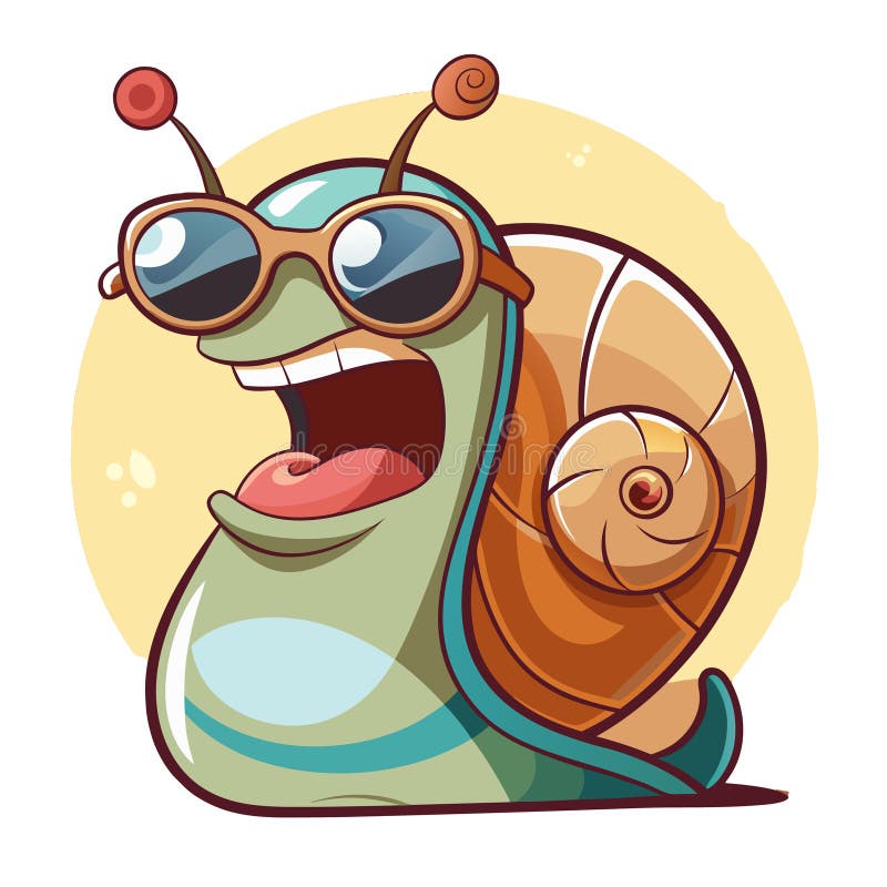 A Cheerful Snail, Sporting Sunglasses and an Exaggerated Grin Stock ...