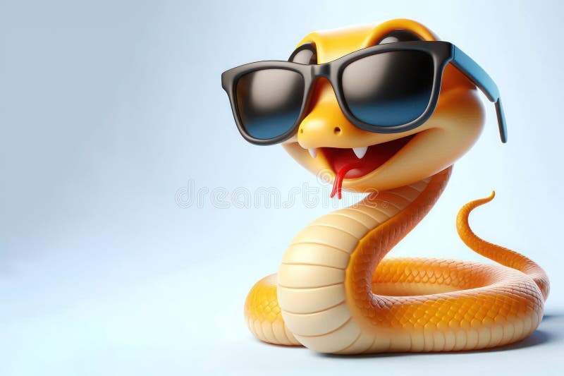 A Cheerful Snake in Sunglasses. Space for Text. Stock Photo - Image of ...