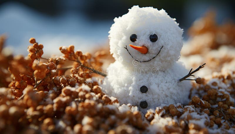 Cheerful Snowman Smiling, Winter Joy in Nature Snowy Celebration ...