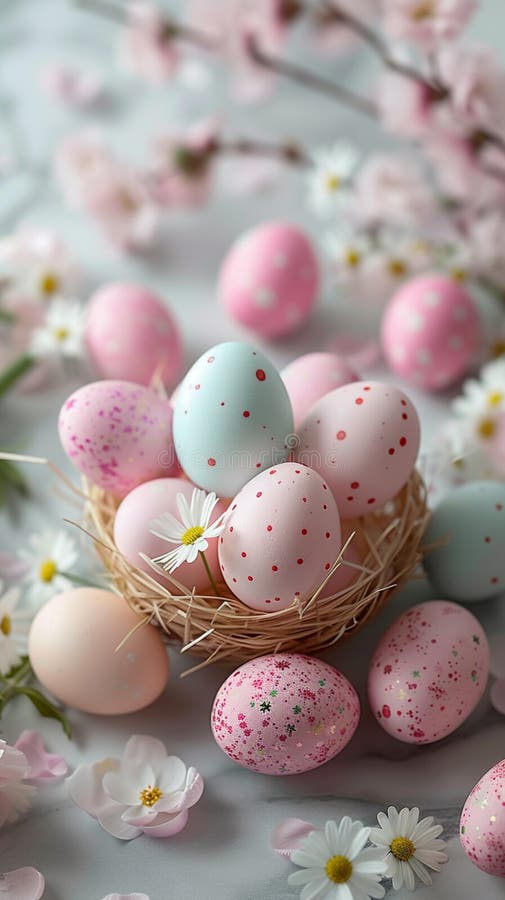 Cheerful Spring Celebration Easter Eggs Bring Joy in Pastel Tones Stock ...