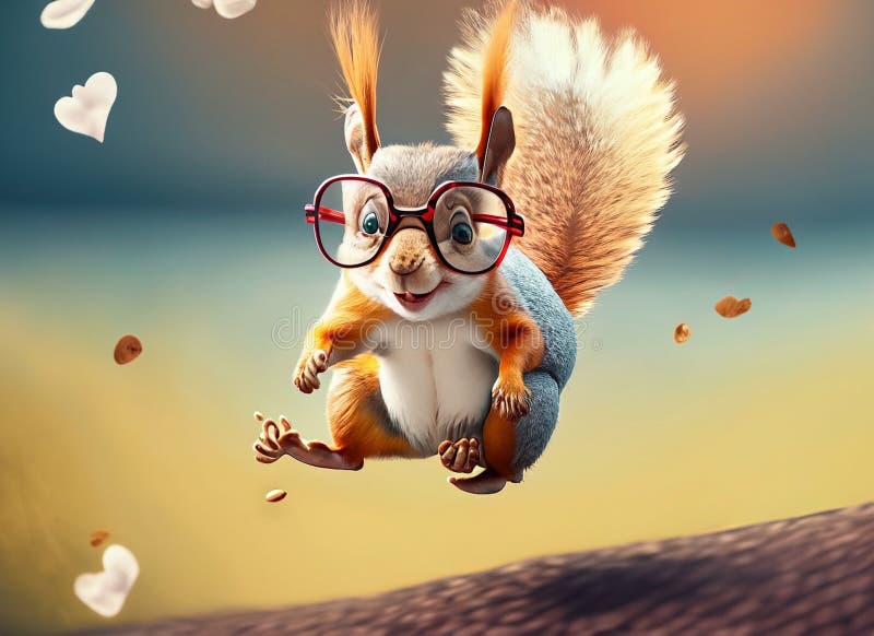 Cheerful Squirrel with Glasses Stock Illustration - Illustration of ...