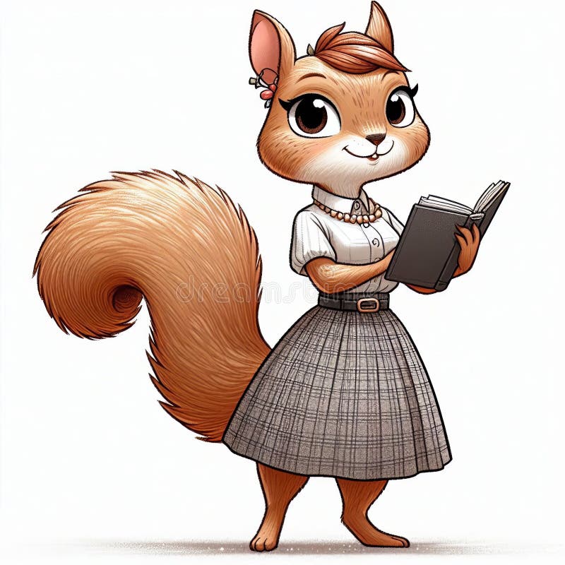 Cheerful Squirrel Teacher Holding Books Stock Illustration ...