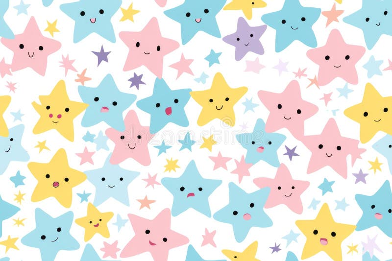 Cheerful Stars Seamless Pattern for Kids Fabric and Wallpaper Design ...