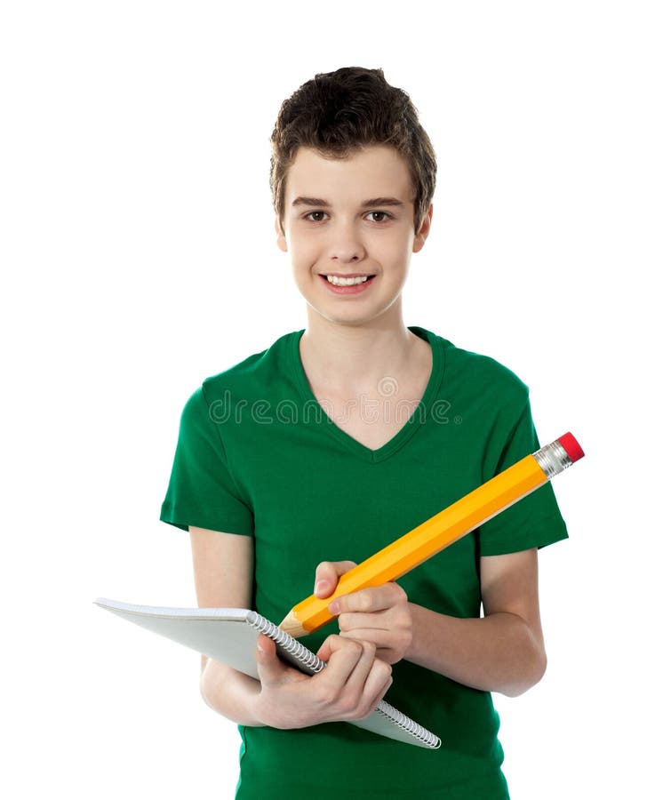 Cheerful Student Writing Notes Stock Photo - Image of happy ...