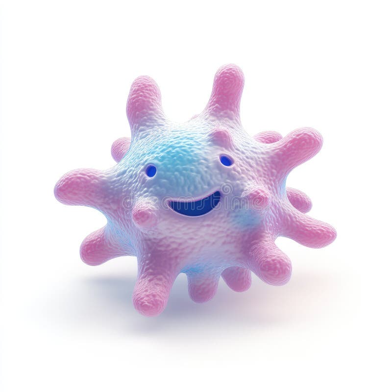 Happy Smiling Cell, Cute Cartoon Microorganism Stock Illustration ...