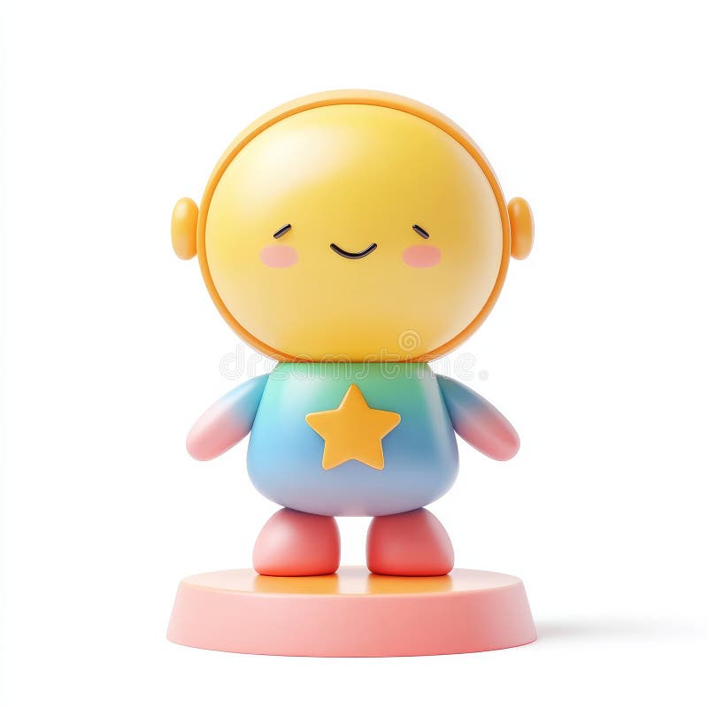 Adorable 3D Render of a Happy Pastel Robot on a Pink Pedestal Stock ...